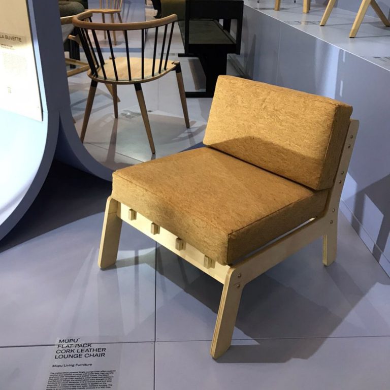 Birch Wood Cork Leather Lounge Chair – Modern Armchair (Home & Office)